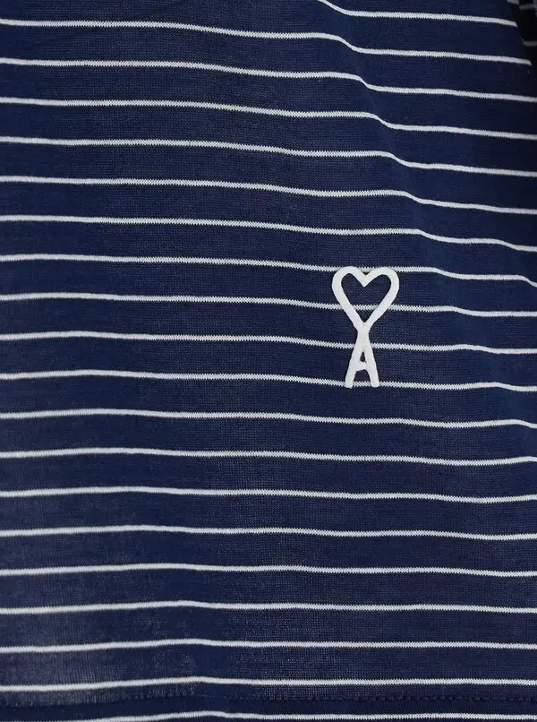 AMI Paris Cotton Polo Shirt With Striped Motif - Multicolor