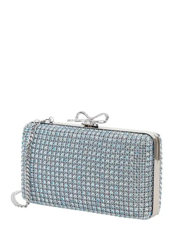 SELF-PORTRAIT Crystal Chainmail Clutch With Bow Clasp - Multicolor