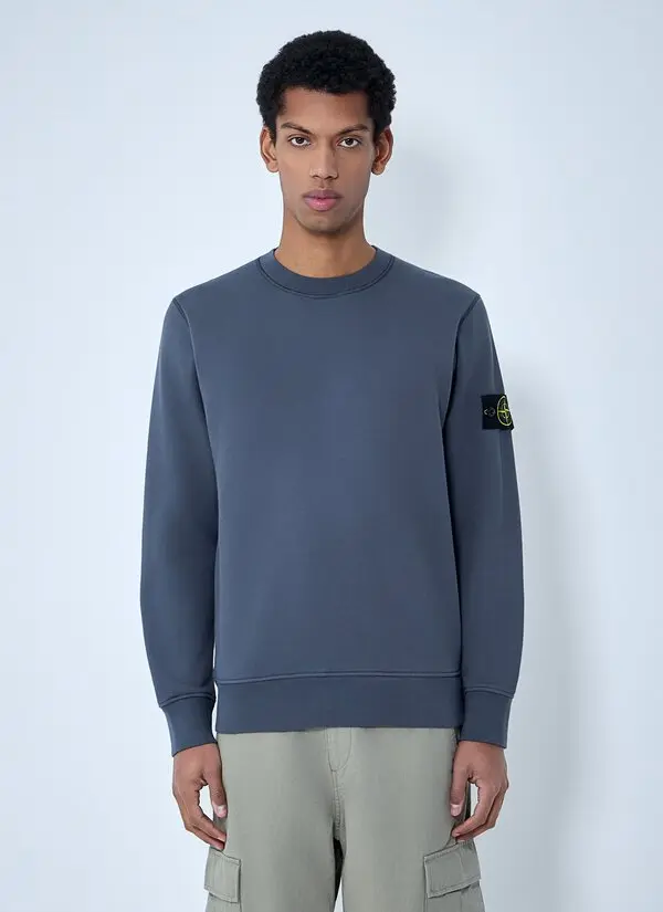 Stone Island Long-sleeve Cotton Sweatshirt With Logo Patch - Gray