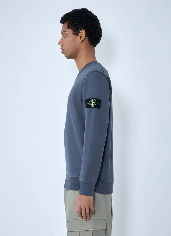 Stone Island Long-sleeve Cotton Sweatshirt With Logo Patch - Gray