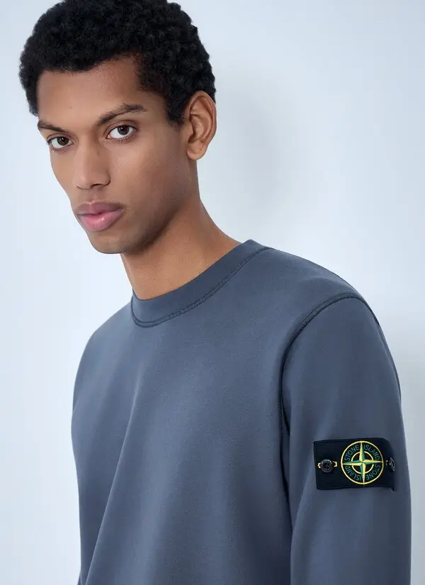 Stone Island Long-sleeve Cotton Sweatshirt With Logo Patch - Gray