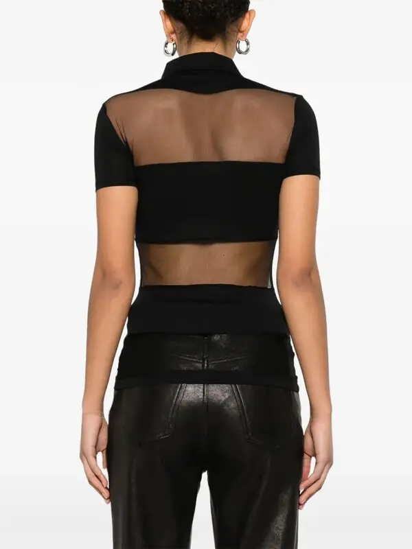 Coperni Striped Sheer Polo Top