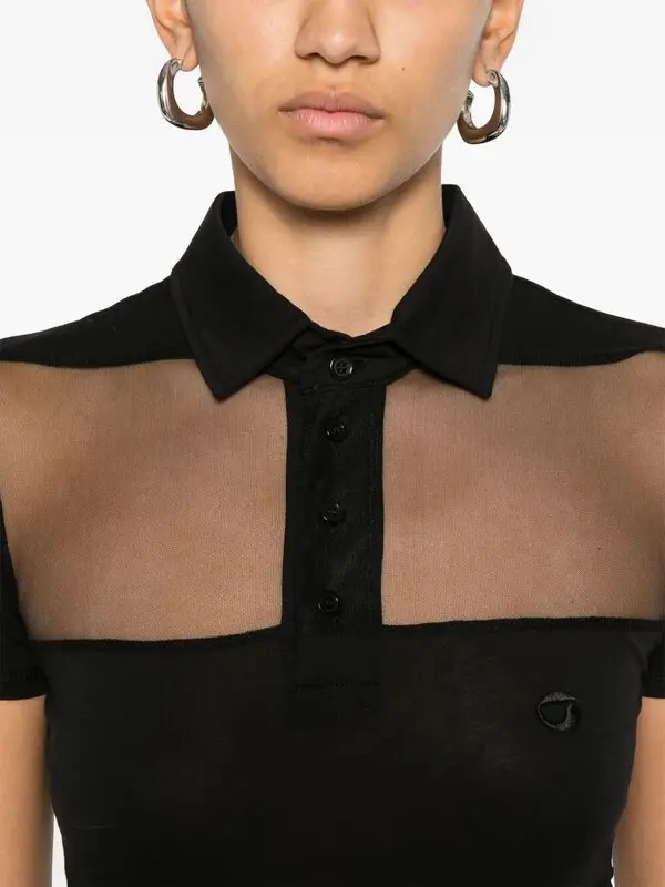 Coperni Striped Sheer Polo Top