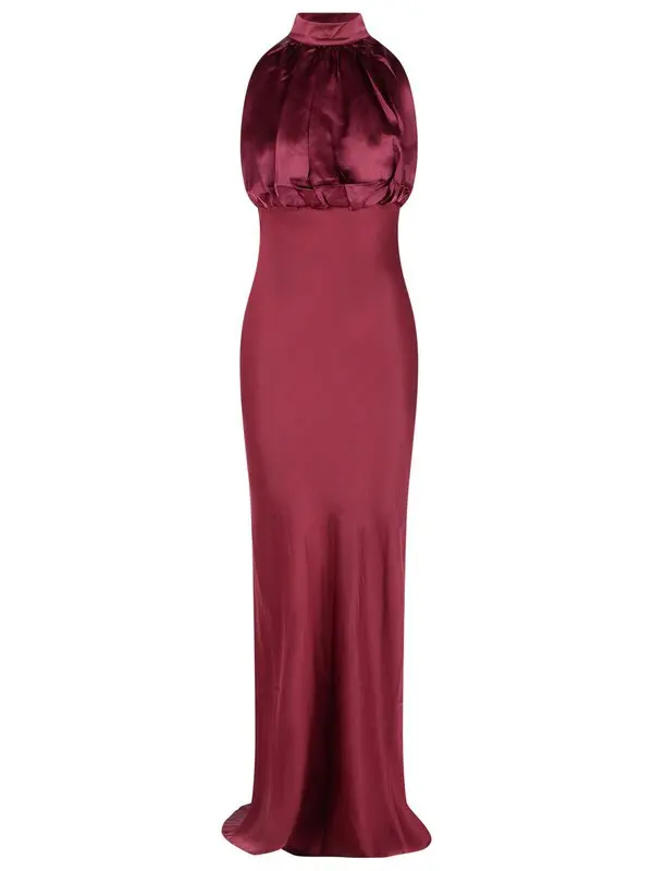 ROTATE BY BIRGER CHRISTENSEN Burgundy Silk Dress - Multicolor