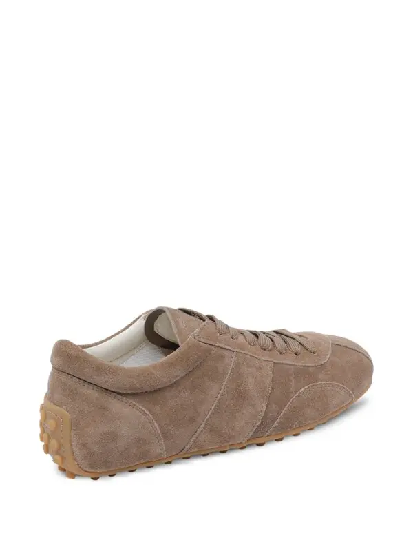 TOD'S Suede Leather Lace-up Sneakers With Gommini Detail - Multicolor