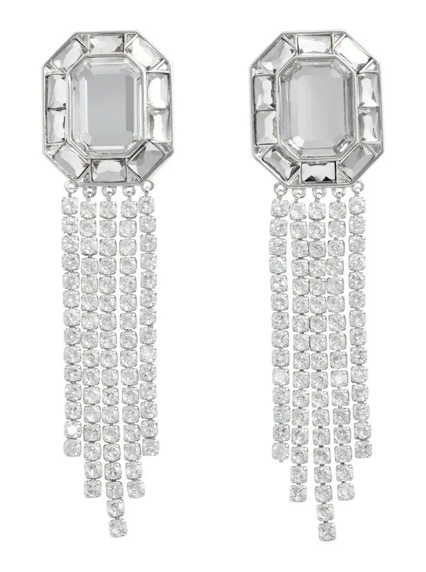SELF-PORTRAIT Silver Crystal Droplet Dangle Earrings - Multicolor