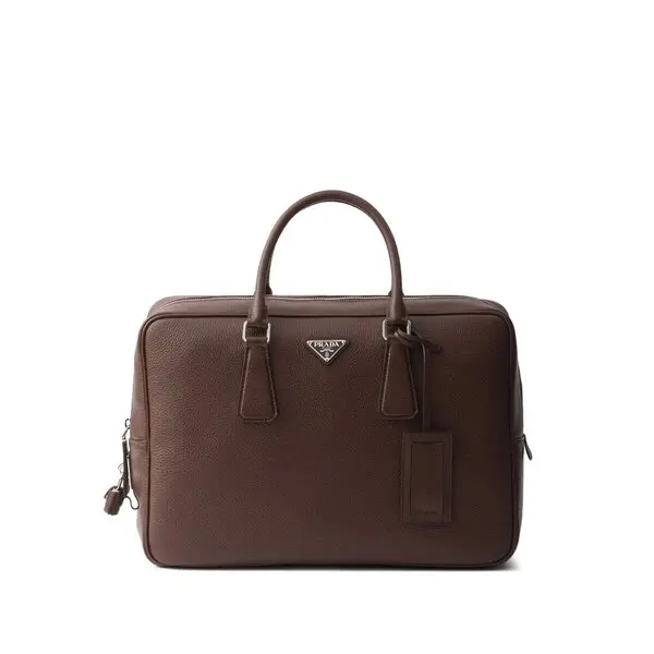 Prada Leather Briefcase - Brown