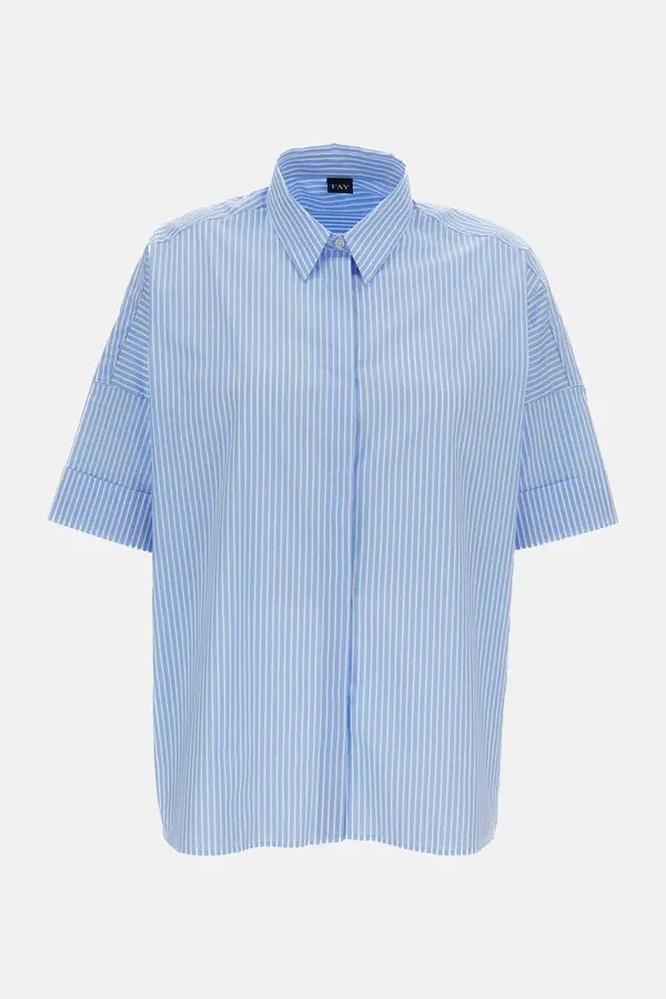 FAY Striped Stretch Cotton Poplin Shirt - Multicolor