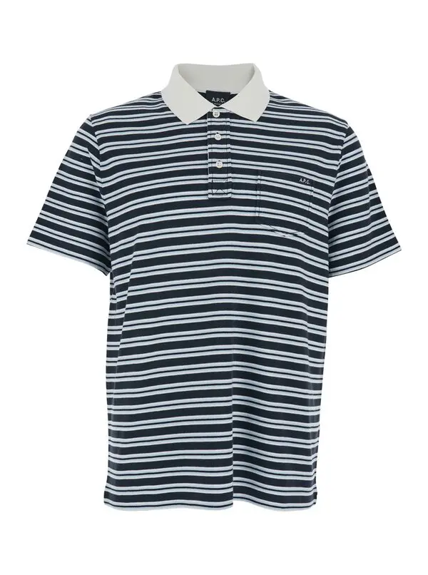 A.p.c. Polo Shirt With Horizontal Striped Motif In Cotton