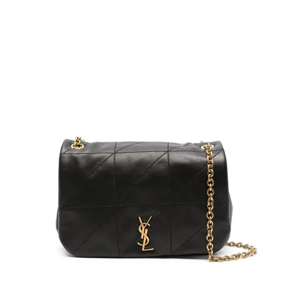 Saint Laurent Quilted Lamb Leather Satchel Bag With Chain Strap - Black