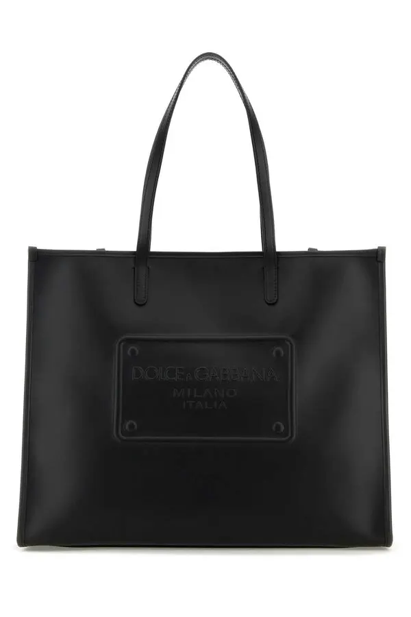 Dolce & Gabbana Calf Leather Shopping Tote Bag - Black