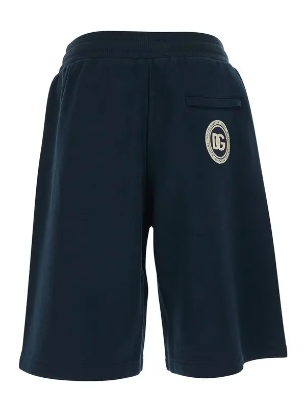 Dolce & Gabbana Blue Cotton Bermuda Shorts With Logo Detail - Multicolor