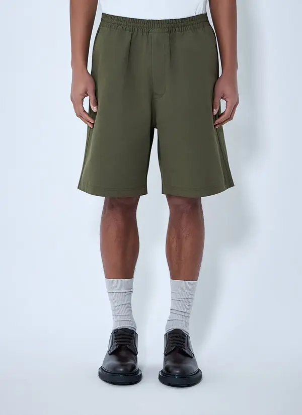 Prada Elastic Waist Cotton Twill Shorts