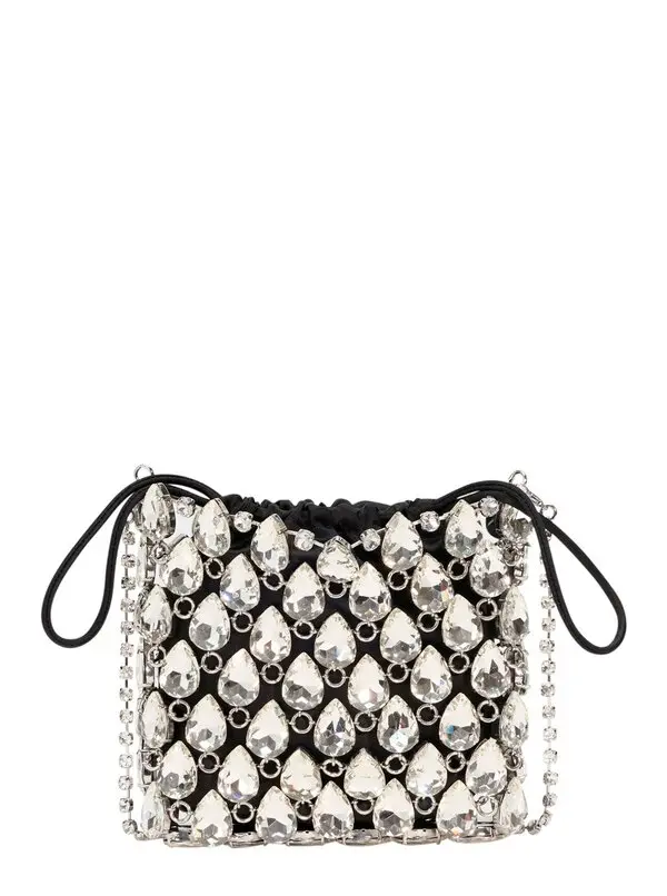 SELF-PORTRAIT Silver Crystal Chainmail Mini Bag - Multicolor