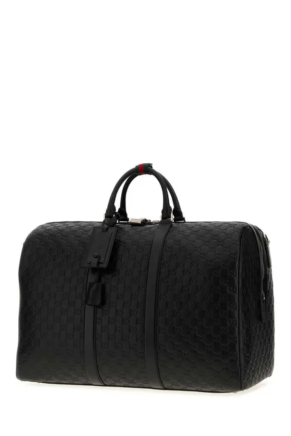 Gucci Leather Gg Emblem Duffle Bag