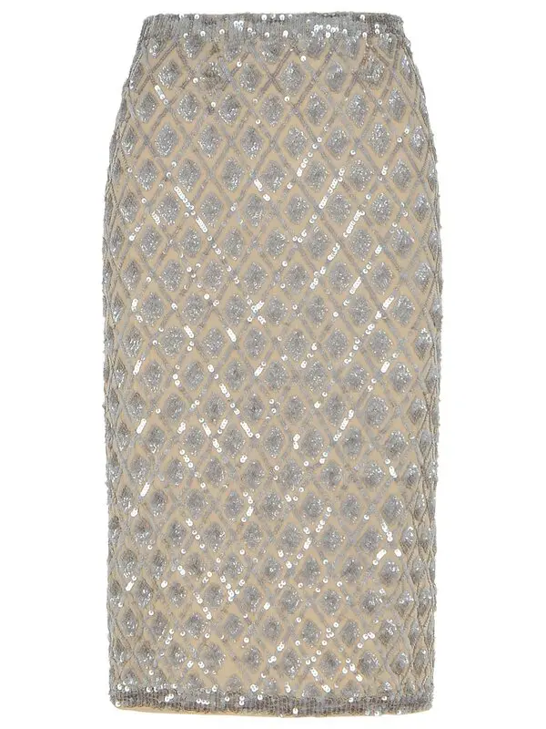 P.a.r.o.s.h Embellished Midi Skirt - Cream
