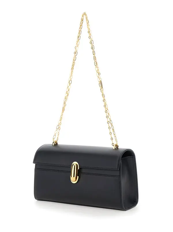 Savette Chain Symmetry Shoulder Bag In Black Leather - Multicolor