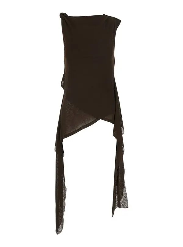 GANNI Marl Mesh Tie Knot V-neck Top - Multicolor