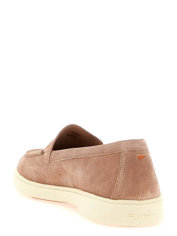 Santoni Yaltamoc Suede Loafers With Contrast Stitching - Pink