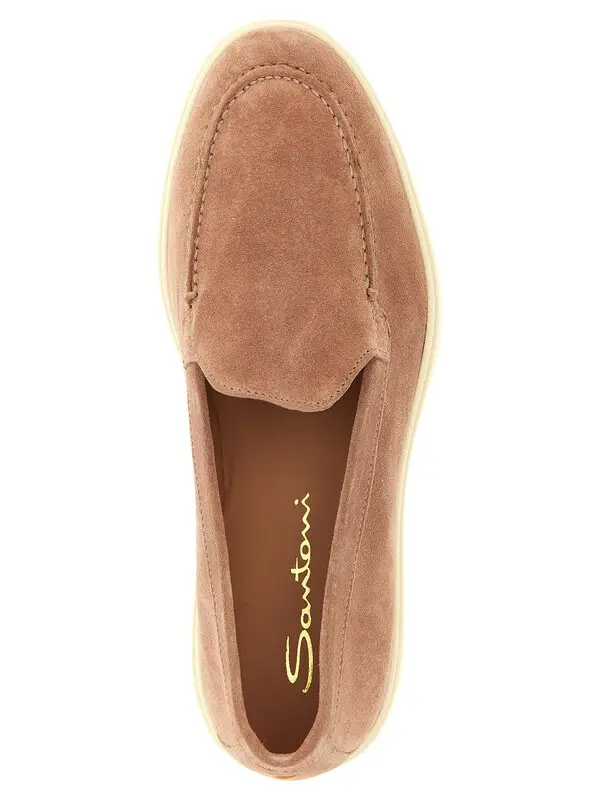 Santoni Yaltamoc Suede Loafers With Contrast Stitching - Pink