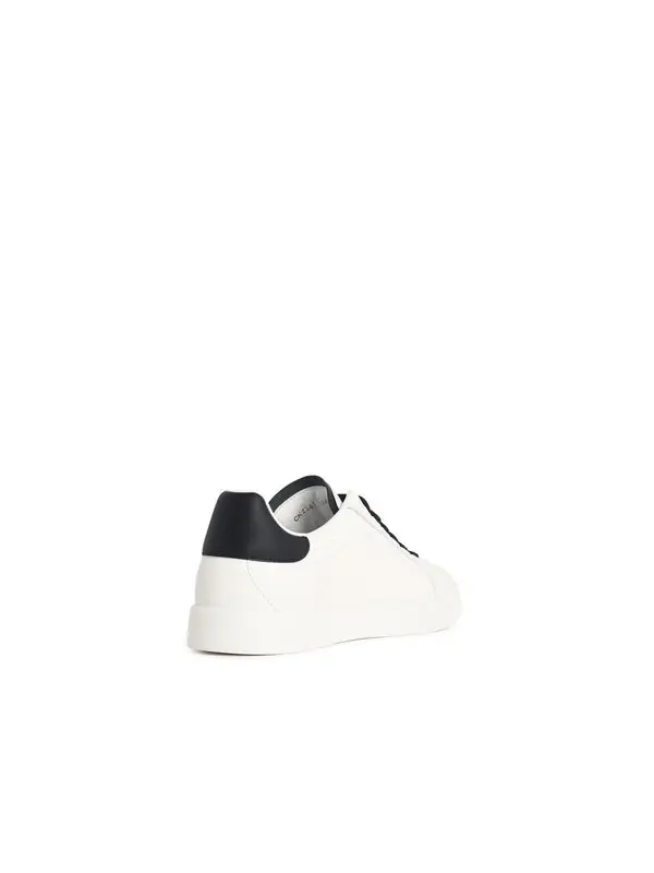 Dolce & Gabbana Portofino' Leather Sneakers With Rhinestone Logo - White
