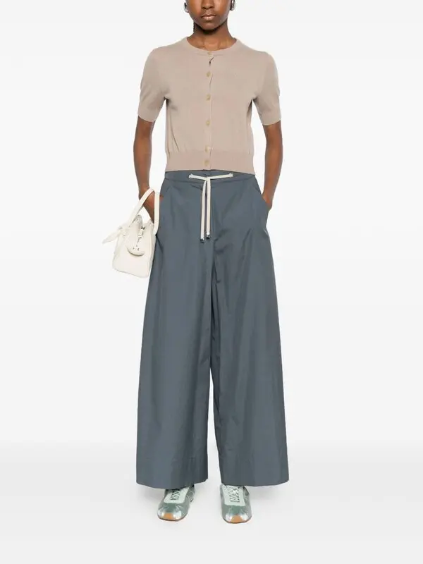 Max Mara Wide Leg Cotton Trousers - Multicolor