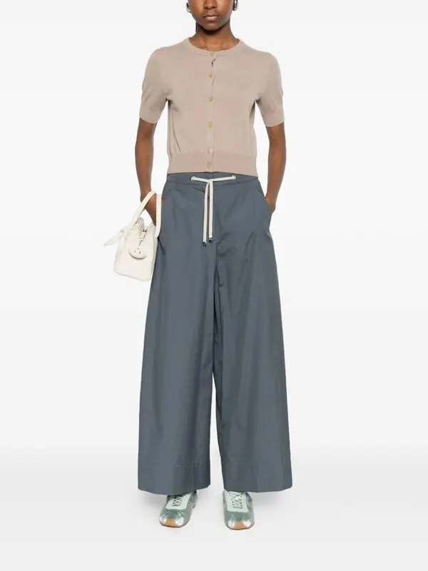 Max Mara Wide Leg Cotton Trousers - Multicolor