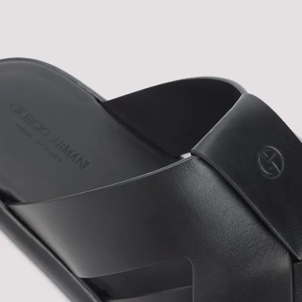 Giorgio Armani Leather Crossover Sandals