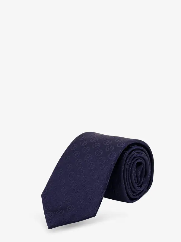 Giorgio Armani Silk Neck Tie With All-over Embroidered Logo - Multicolor