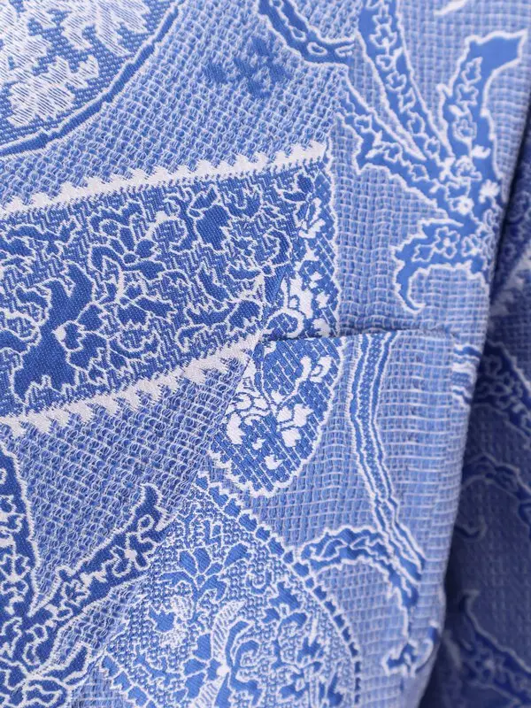 Etro Silk Blend Single-breasted Blazer With Iconic Paisley Print - Multicolor