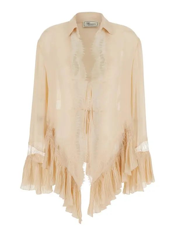 Blumarine Lace Detail Georgette Top