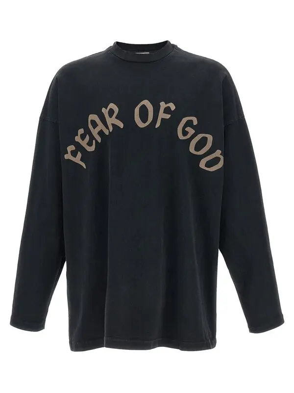 Fear Of God Fg 9 Heavy Cotton Sweater With Sun-fade Effect And Hand-printed Graphics