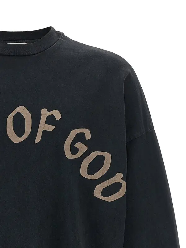 Fear Of God Fg 9 Heavy Cotton Sweater With Sun-fade Effect And Hand-printed Graphics