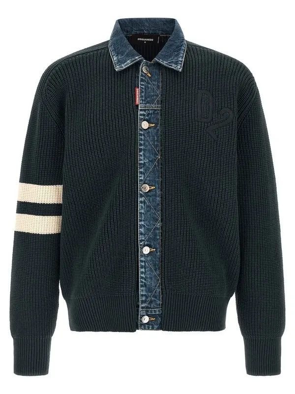 Dsquared2 Denim Mix Knit Cardigan