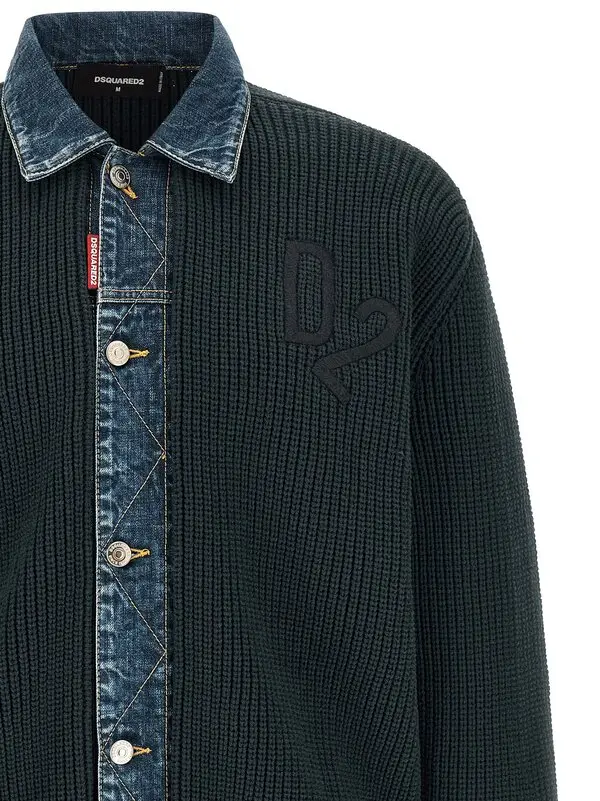 Dsquared2 Denim Mix Knit Cardigan