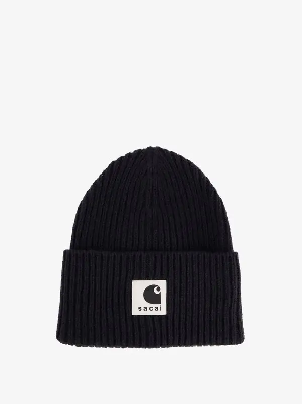 SACAI X CARHARTT WIP Wool Blend Knit Beanie Hat - Black