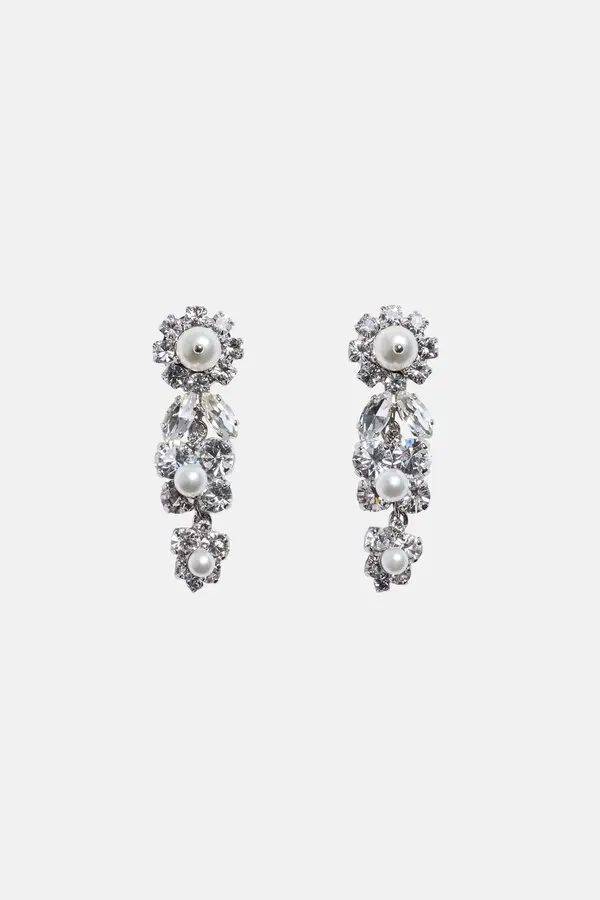 Simone Rocha Crystal And Pearl Daisy Cluster Drop Earrings - Multicolor