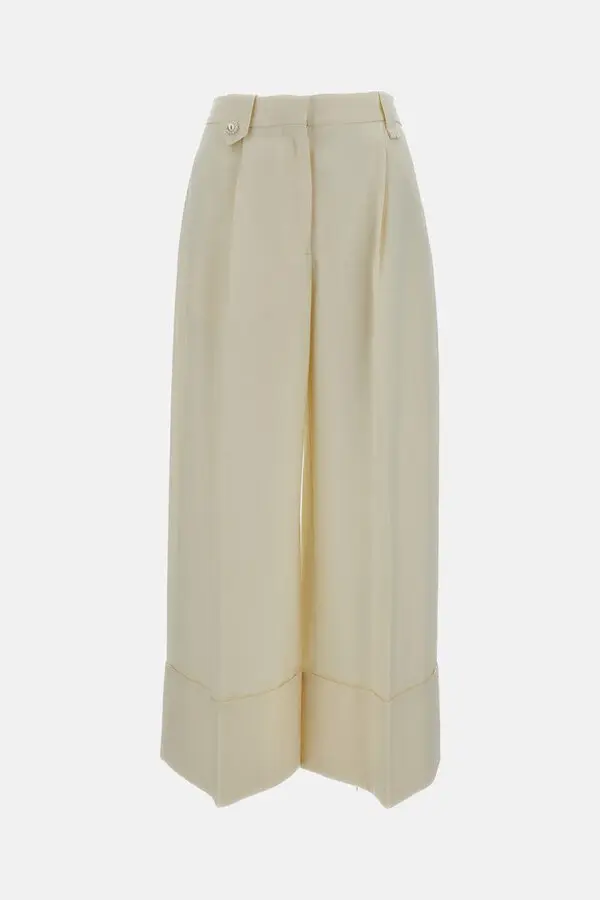 Simone Rocha Cropped Wide-leg Trousers With Pearl Detail