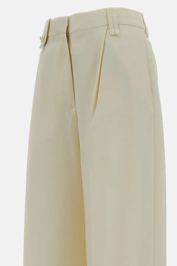 Simone Rocha Cropped Wide-leg Trousers With Pearl Detail