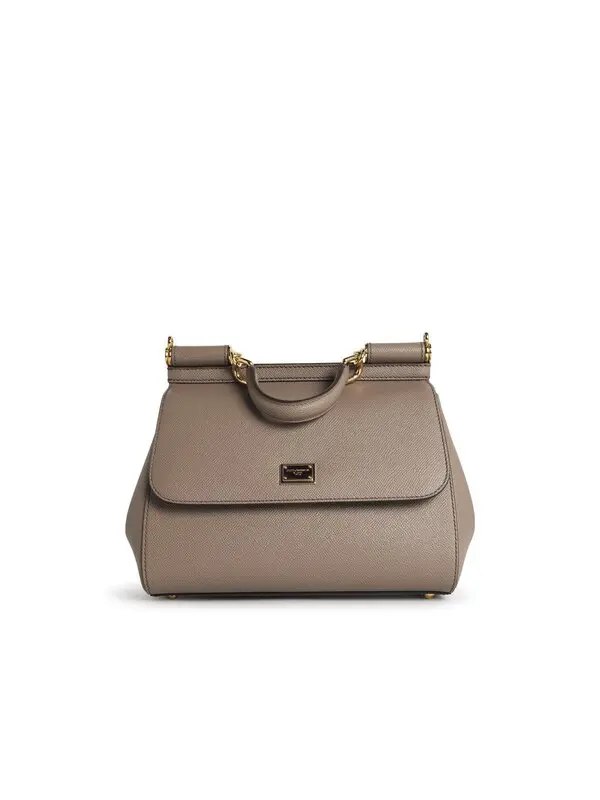 Dolce & Gabbana Large Sicily Handbag In Calf Leather - Cream
