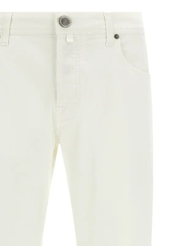 Jacob Cohen Bard Stonewashed Straight Leg Jeans - White