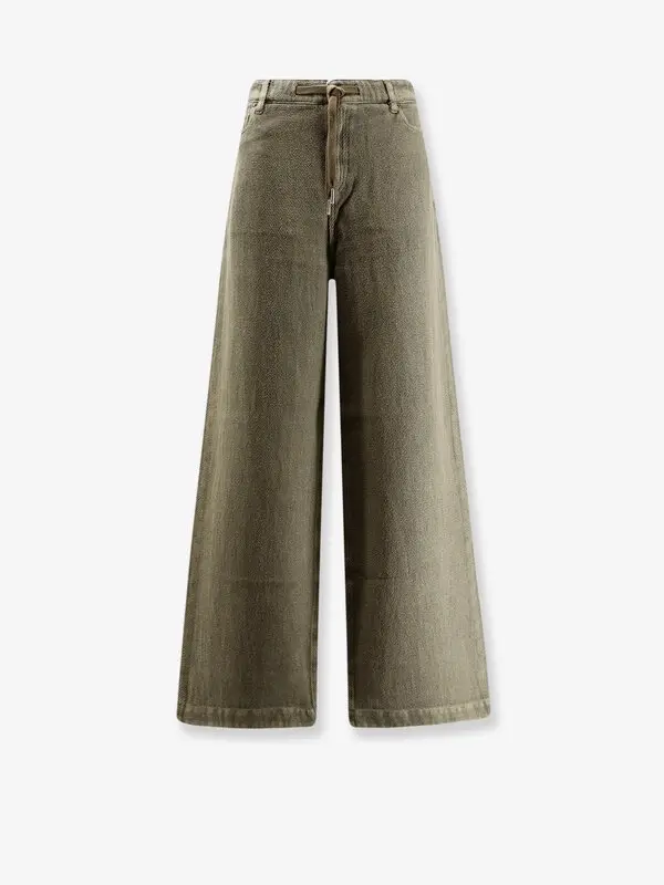 GOLDEN GOOSE Wide Leg Cotton And Linen Trousers - Multicolor