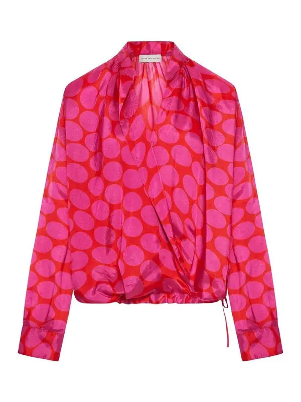 Dries Van Noten Long Sleeve Wrap Blouse With Tie Detail