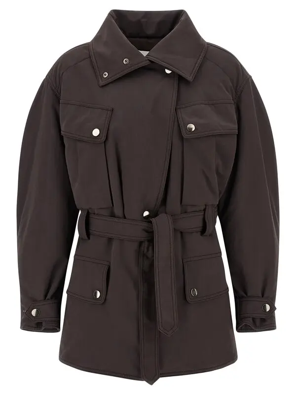 Andamane Xandra Suede Effect Military Jacket - Brown
