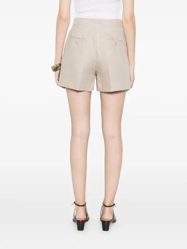Max Mara Beige Linen Seam Pocket Shorts - Multicolor
