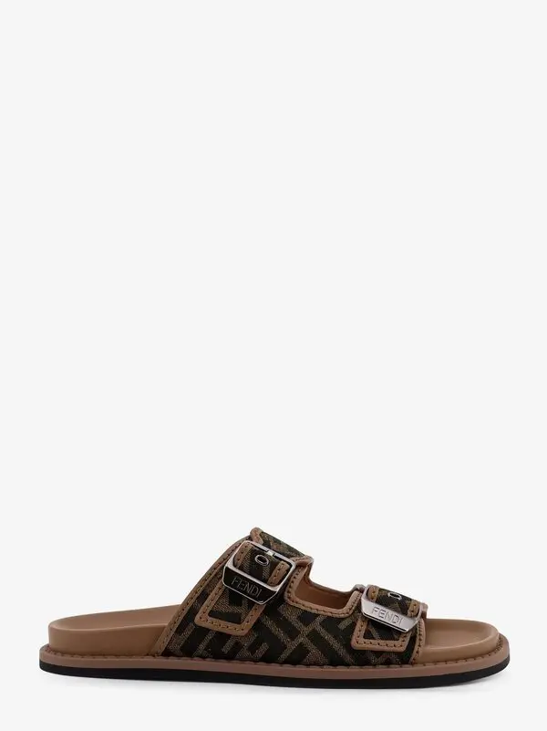 Fendi Ff Jacquard Fabric Feel Sandals With Buckles - Multicolor