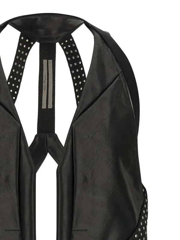 Rick Owens Temple Leather Vest With Studs And Zippered Details
