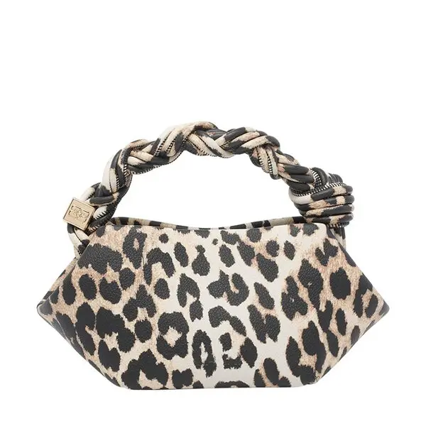 GANNI Bou Mini Grained Printed Bag - Brown