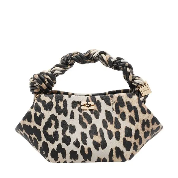 GANNI Mini Leopard Print Bag - Brown