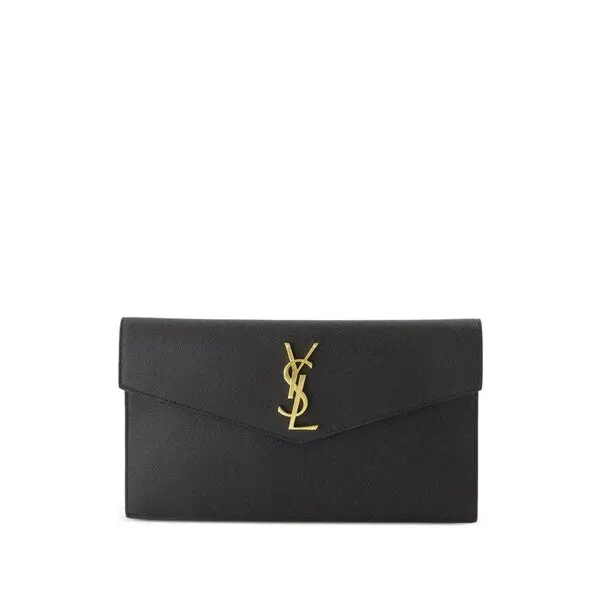 Saint Laurent Leather Matelassé Clutch Bag - Black
